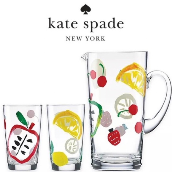 kate spade | Dining | Kate Spade All In Good Taste Pitcher And Tumblers ...